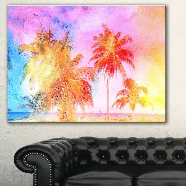 High'rise Retro Palm Trees" Landscape Canvas Print - Blue - Bed Bath ...