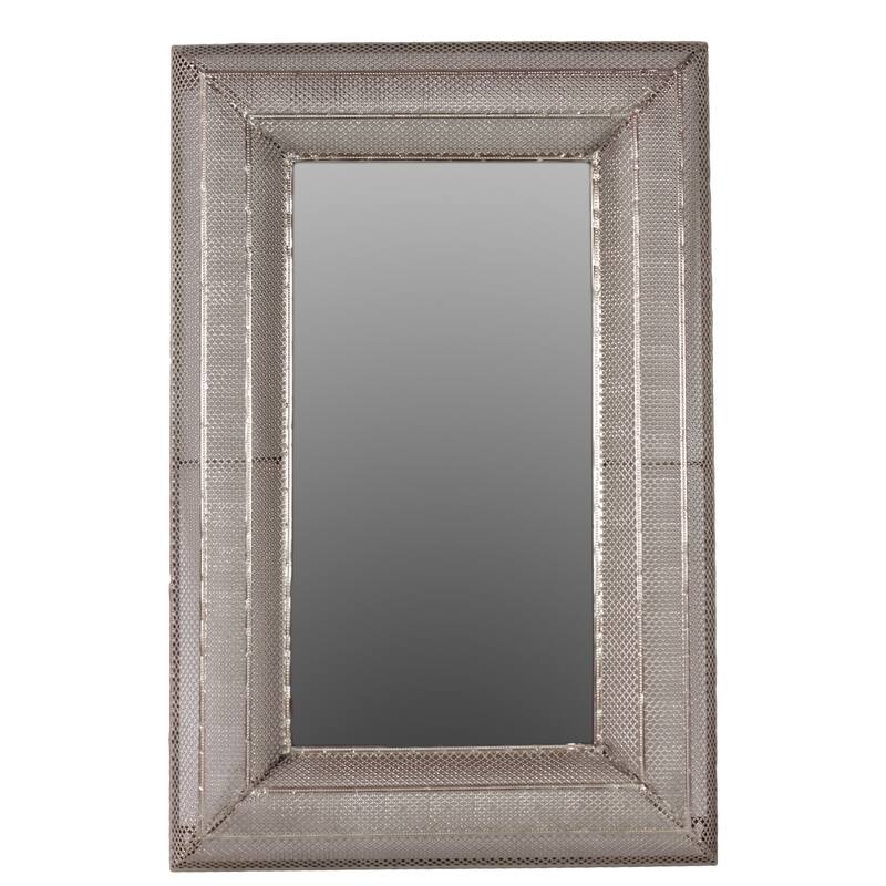 Electroplated Silver Finish Pierced Metal Rectangular Wall Mirror ...