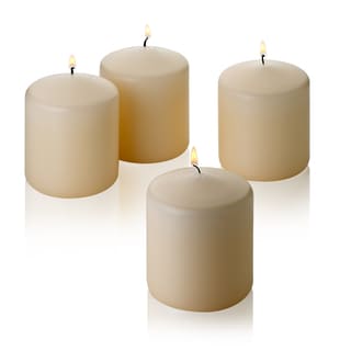 Four Vanilla Unscented Pillar Candles - Bed Bath & Beyond - 11624790