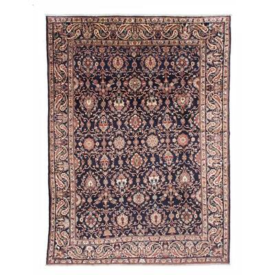 Hand-knotted Nahavand Navy Wool Rug - 10'5" x 13'5" - Overstock - 11626634