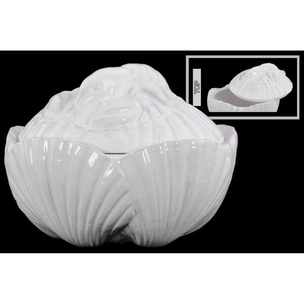 UTC70557: Ceramic 42 oz. Clam Seashell Canister with Lobster Lid Gloss ...