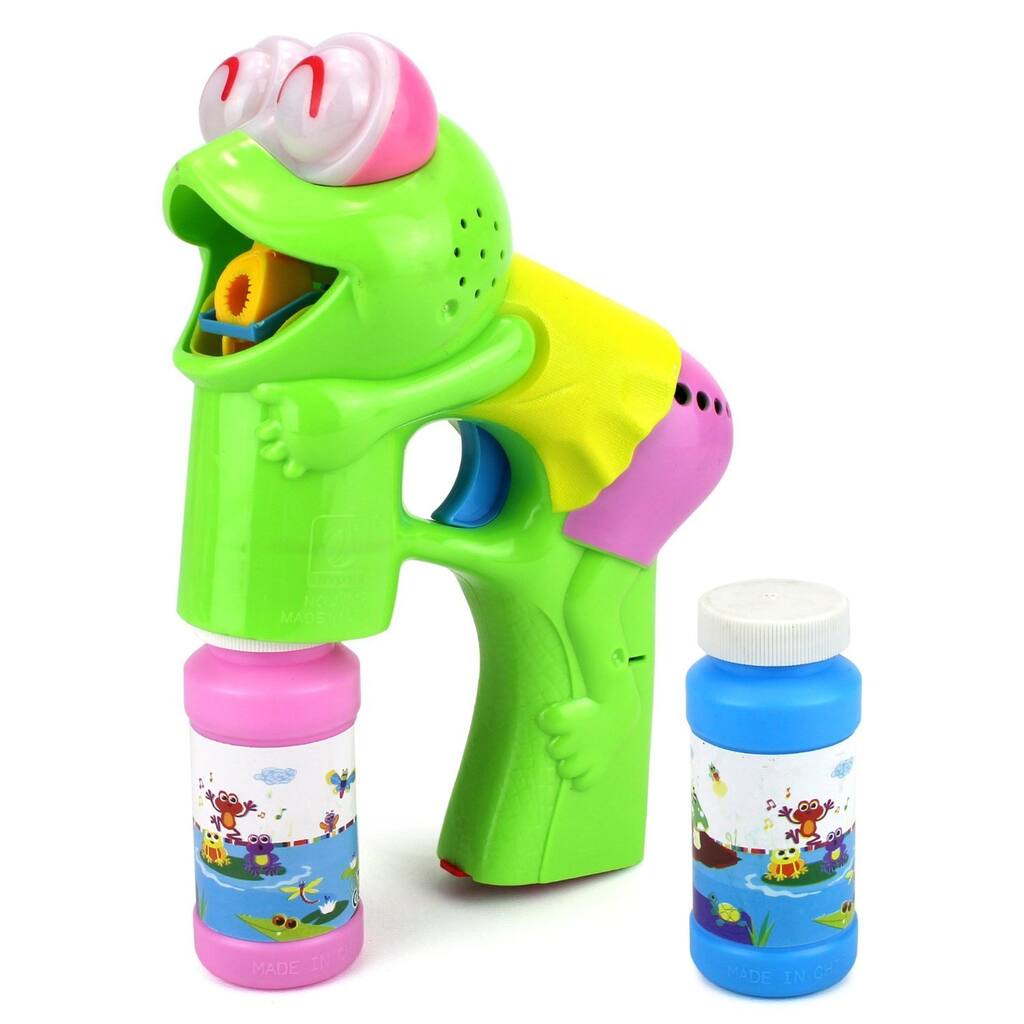 Velocity Toys Fun Frog Battery Operated Toy Bubble Blowing Gun with 2 ...