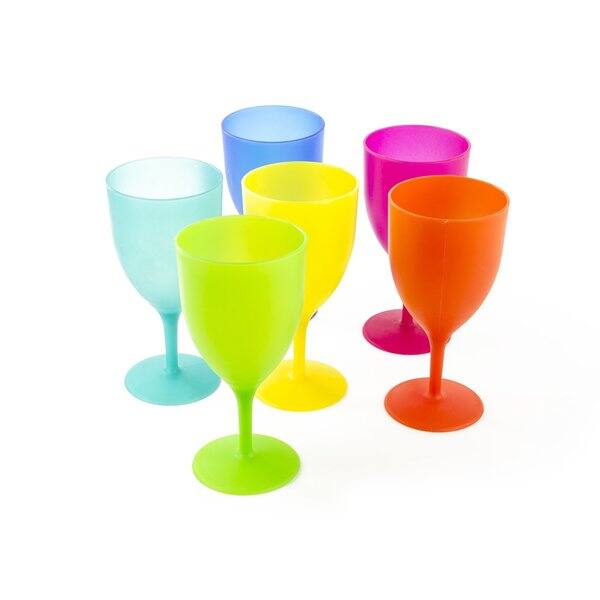 Reusable Colorful Plastic Picnic Set with Plates and Goblets (6 Piece ...