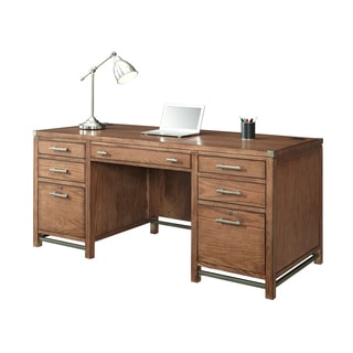 Silver Metal and Natural Reclaimed-look 60-inch Long Office Desk ...