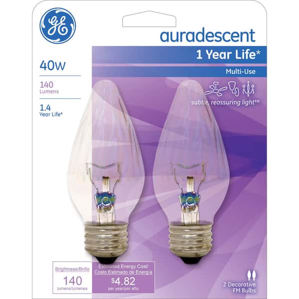 GE Lighting 75343 40 Watt Auradescent Flame Bulb 2-count - Bed Bath ...