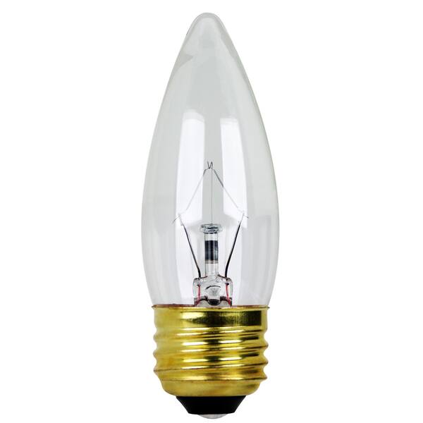 Feit Electric BP25ETC 25 Watt Clear Straight Tip Chandelier Light Bulb ...