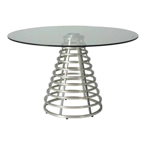 Fuego Maya Round Dining Table in Stainless Steel - Silver - Bed Bath ...