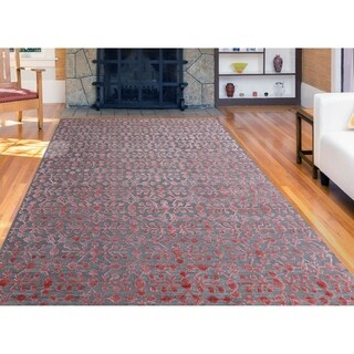 Hand-Woven Lorma Mar Blush Pink Handspun Wool and Art Silk Area Rug - 8 ...