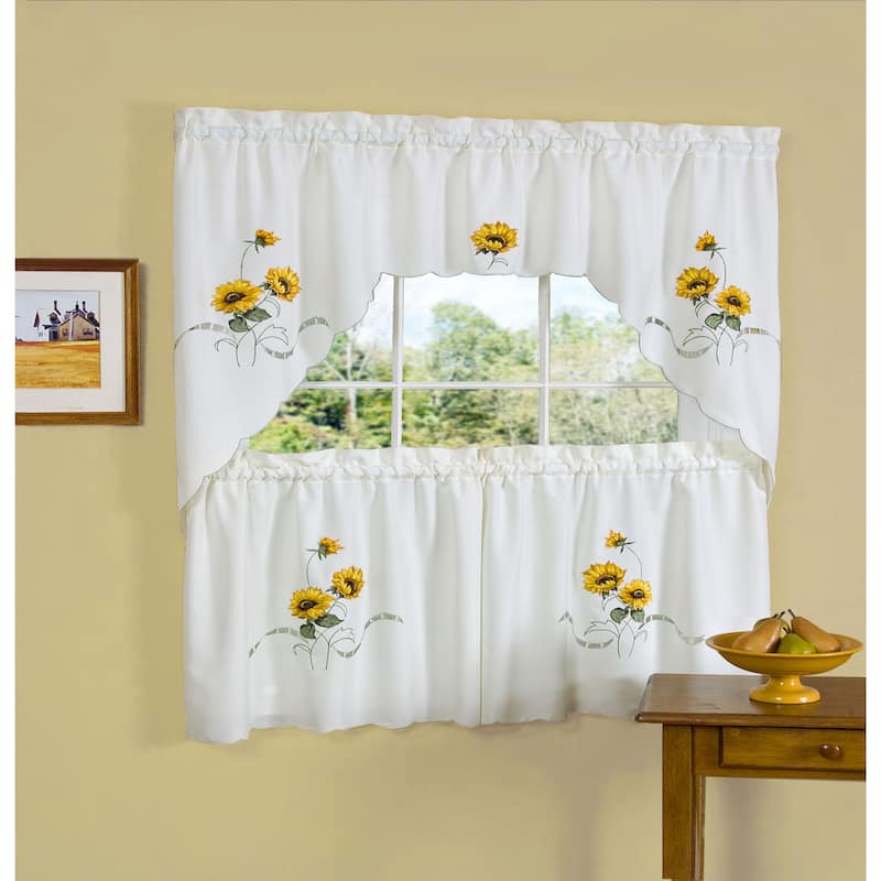 Achim Sunshine Embellished Tier and Swag Window Set - Overstock - 11660191