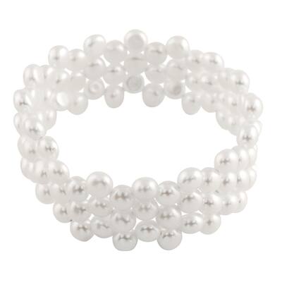 Triple Row Coil Pearl Bracelet - Overstock - 11660896