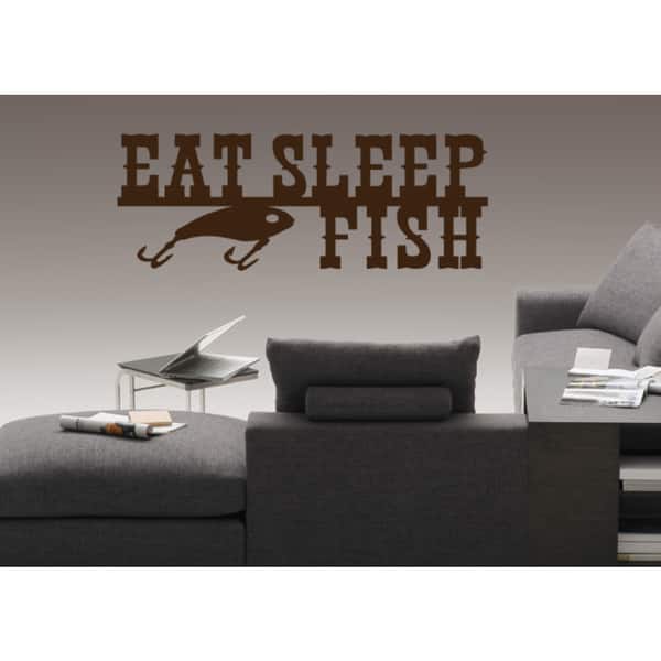 Eat Sleep Fish Wall Art Sticker Decal Brown - Bed Bath & Beyond - 11661294
