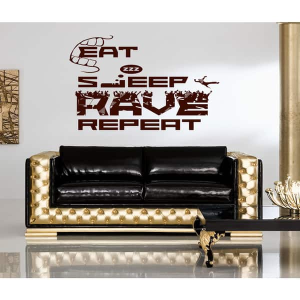 Eat Sleep Rave Repeat Wall Art Sticker Decal Brown - Bed Bath & Beyond ...