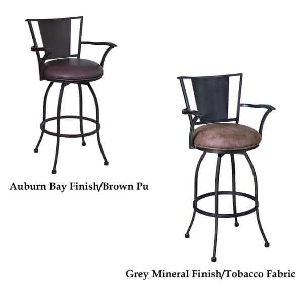Armen Living Dynasty 30-inch Arm Metal Swivel Counter Height Barstool ...