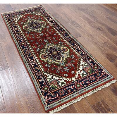 Hand-knotted Serapi Red Wool Runner Rug (2'6 x 6'1) - Overstock - 11664631