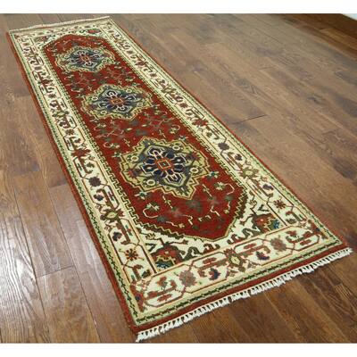 Hand-knotted Serapi Red Wool Runner Rug (2'8 x 8'2) - Overstock - 11664710
