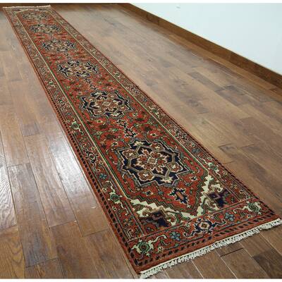 Hand-knotted Serapi Red Wool Runner Rug (2'7 x 15'10) - Overstock ...