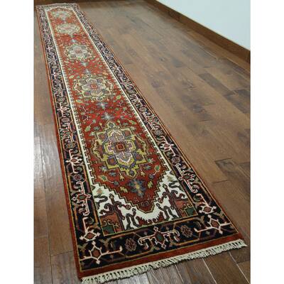 Hand-knotted Serapi Red Wool Runner Rug (2'6 x 15'7) - Overstock - 11664946