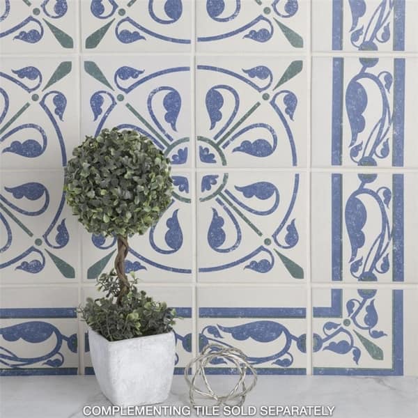 Merola Tile 7x7-inch Grava Quatro Deco Cenefa Porcelain Floor and Wall ...