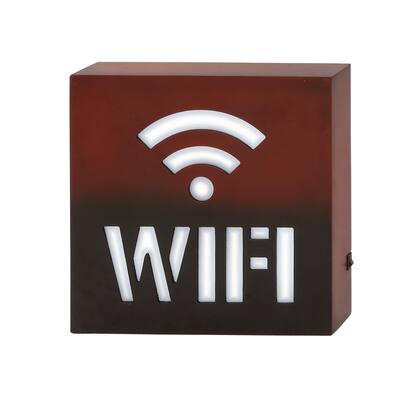 Wood LED Wi-Fi Wall Sign 10-inch wide x 10-inch high - Overstock - 11670424