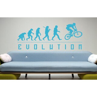 Evolution From ape to Bike man Wall Art Sticker Decal Blue - Bed Bath ...