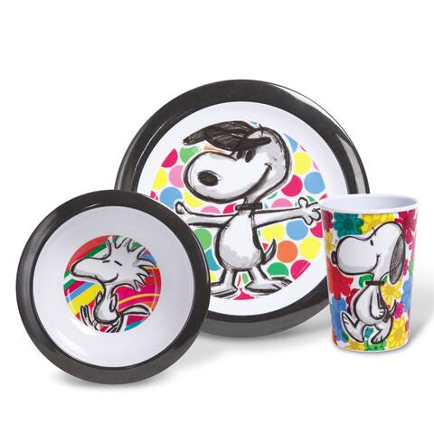 Gibson Peanuts Festive Sketch Kids Dinnerware Set (3 piece Set ...