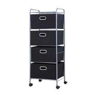 Black Onyx 4-Drawer Fabric Cart - Bed Bath & Beyond - 11685329