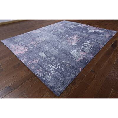 Hand-knotted Modern Abstract Blue Silk Rug (8' x 9'10) - Overstock ...