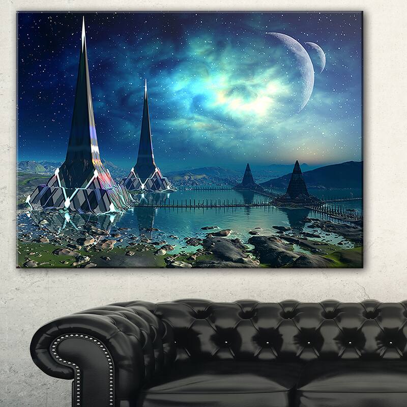 Designart "The Towers of Gremor Alien Planet" Digital Art Canvas Print ...