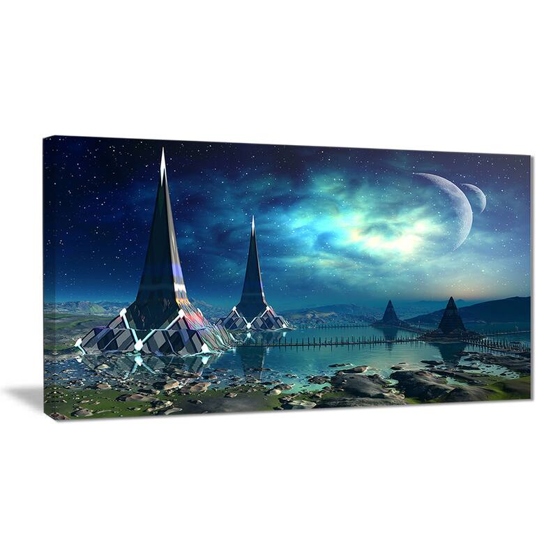 Designart "The Towers of Gremor Alien Planet" Digital Art Canvas Print ...