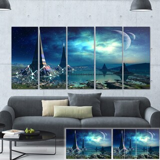 Designart "The Towers of Gremor Alien Planet" Digital Art Canvas Print ...