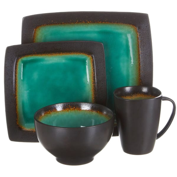 Ocean Paradise Jade Square Dinnerware Set (16 Piece) - Bed Bath ...