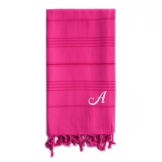 Authentic Sol Monogrammed Pestemal Fouta Hot Pink Tonal Stripe Turkish ...
