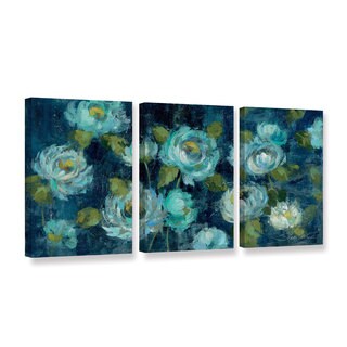 Silvia Vassileva 'Indigo Mums' 3-piece Gallery Wrapped Canvas Set - Bed ...