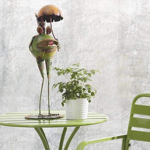 Sunjoy Whimsical Umbrella Frog Garden Sculpture - Green/Brown - Bed ...