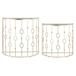 Metal Half Moon Nesting Console Table with Mirror Top and Half Moon ...