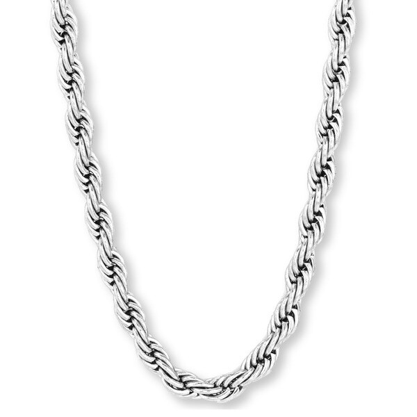 Men's Polished Stainless Steel 30-inch Rope Chain Necklace - 18644960 ...