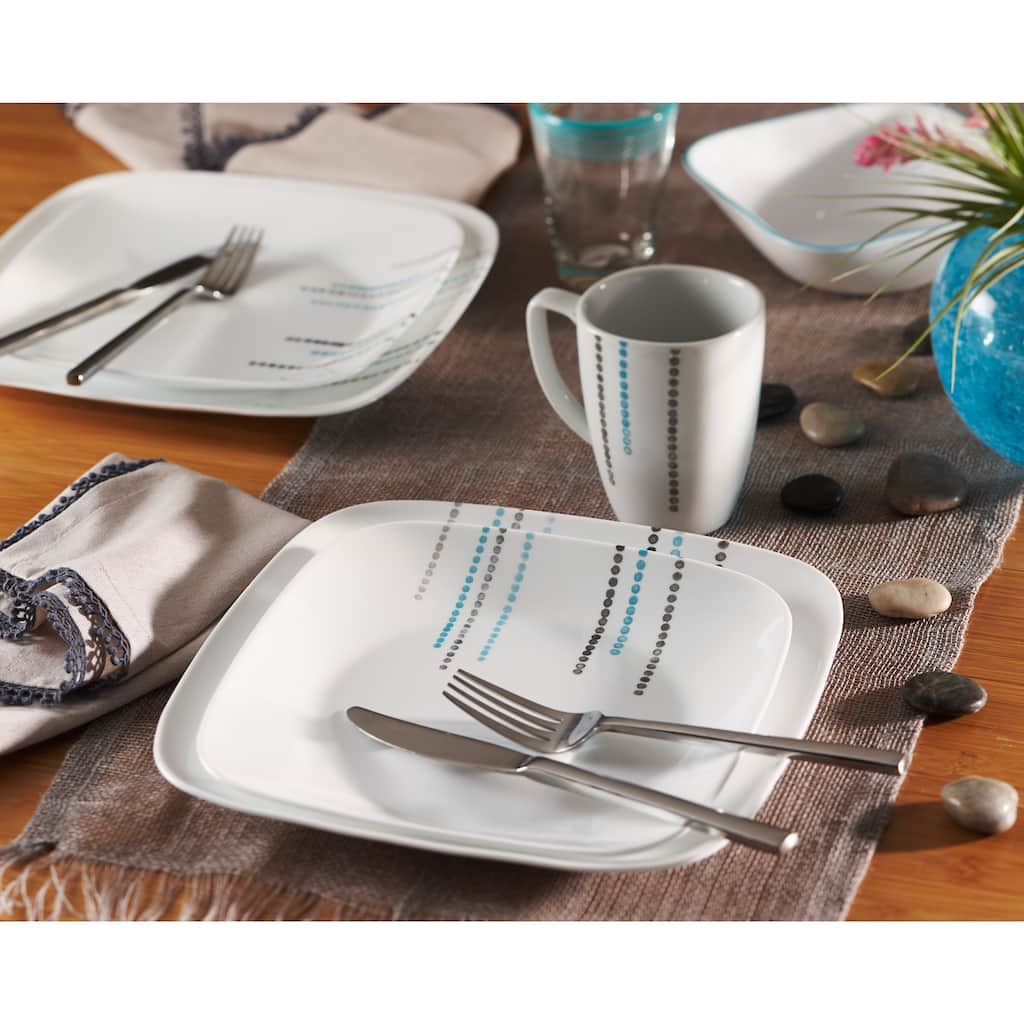 Corelle Rain Drops Square 16-Piece Dinnerware Set - Overstock - 11735744