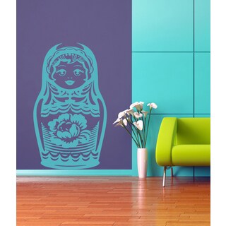 Flower matryoshka Wall Art Sticker Decal Blue - Bed Bath & Beyond ...