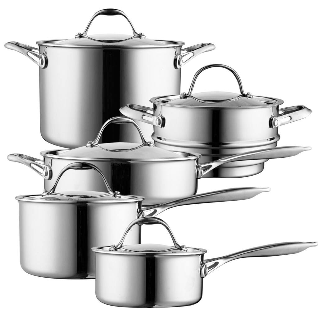 Cooks Standard 10-Piece Multi-Ply Clad Cookware Set, Stainless Steel ...