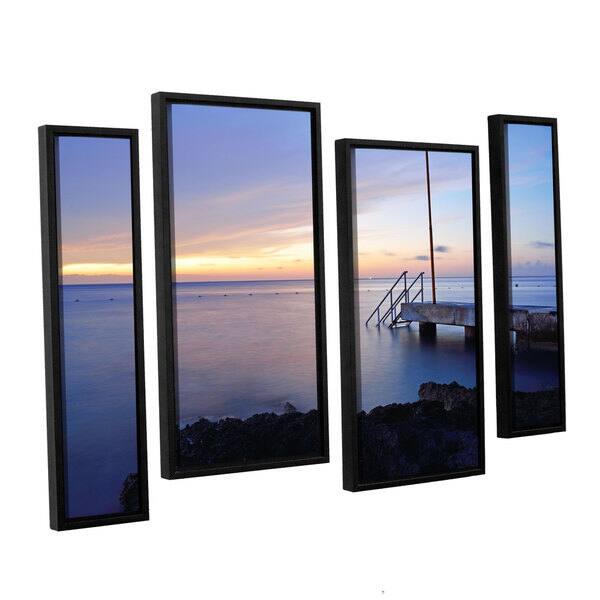 Kathy Yates's 'Twilight Pier' 4 Piece Floater Framed Canvas Staggered ...