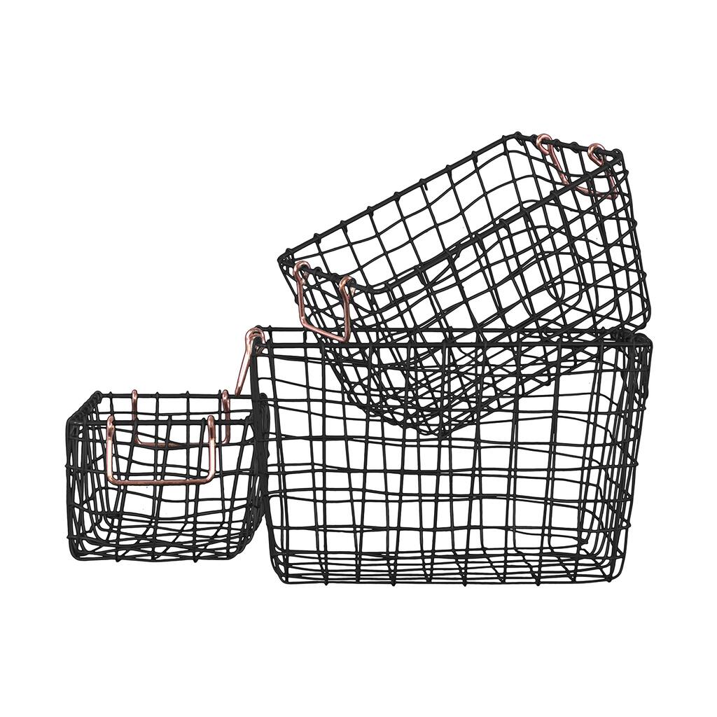 Metal Rectangular Nesting Wire Basket with 2 Handles Set of Three ...