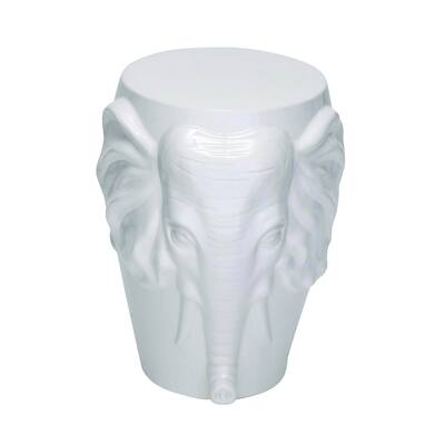 Beautifully Sculpted Ceramic Elephant Face Stool With Glossy White ...