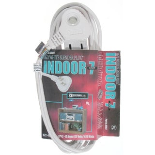 Coleman Cable 09417 7' 16/2 White SlenderPlug Indoor Cube Tap Extension ...