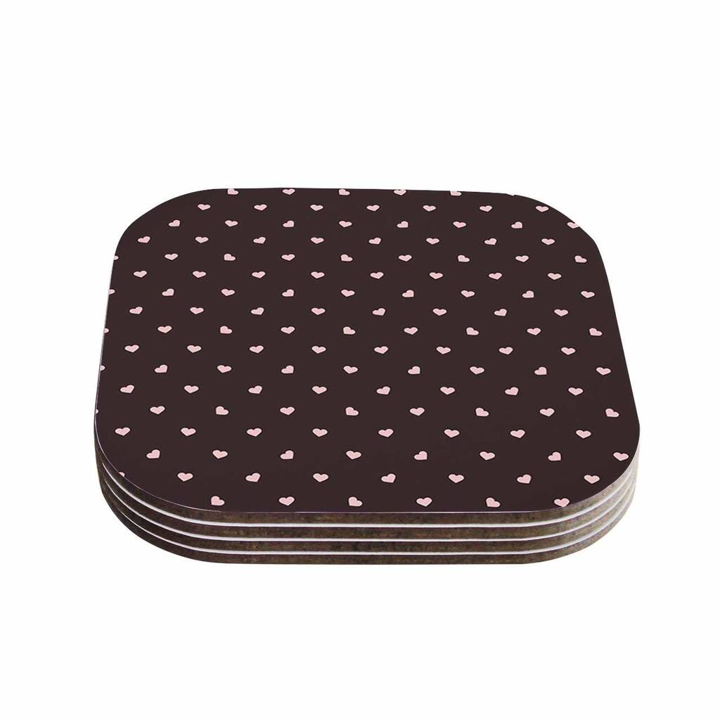 Vasare Nar 'Gray Hearts And Love' PInk Digital Coasters (Set of 4 ...