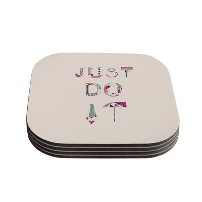 Vasare Nar 'Just Do It' Tan Rainbow Coasters (Set of 4) - Overstock - 11776680