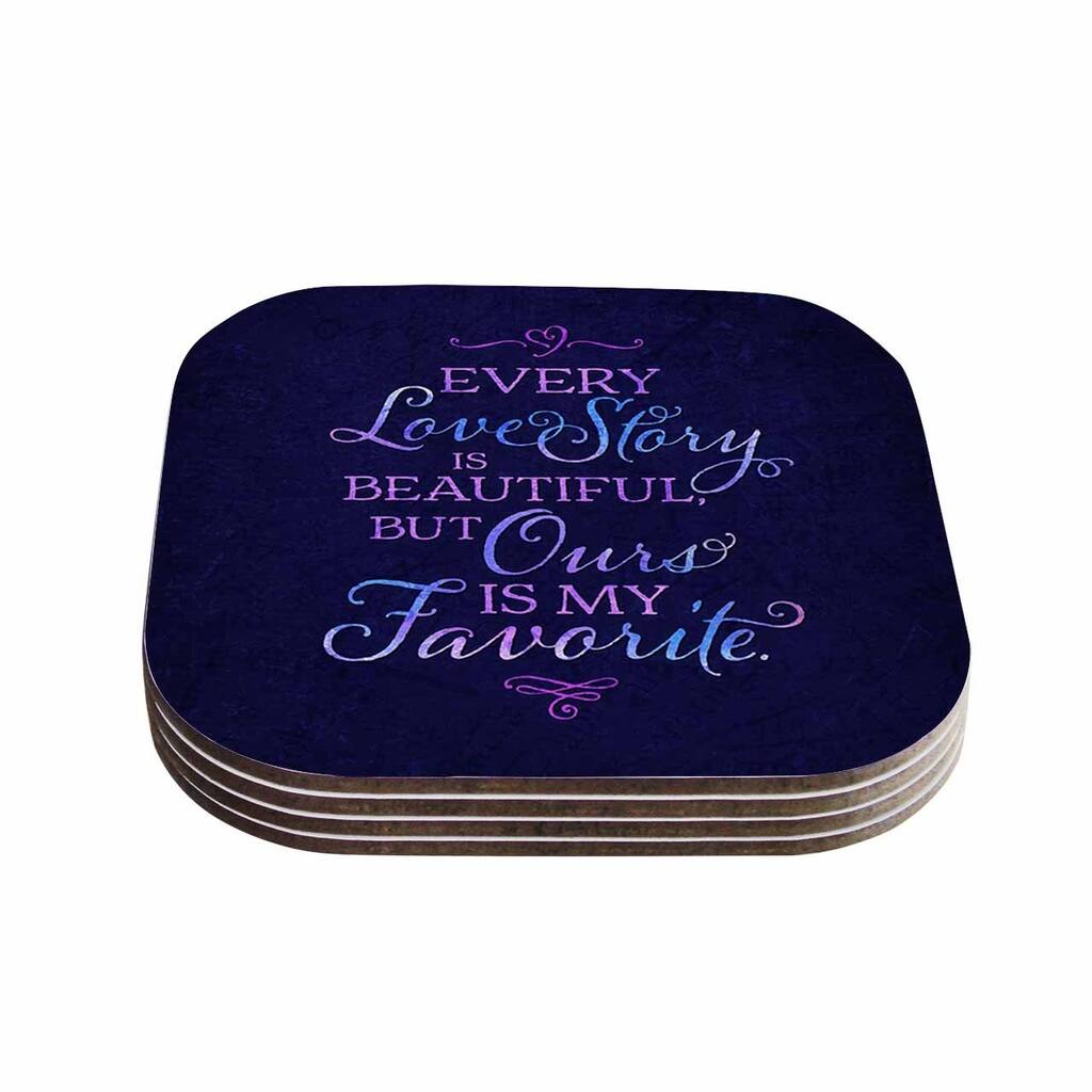 Noonday Design 'Every Love Story Is Beautiful' Blue Purple Coasters ...