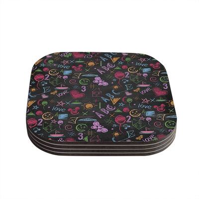 Snap Studio 'Kindergarden Crazy' Black Rainbow Coasters (Set of 4 ...