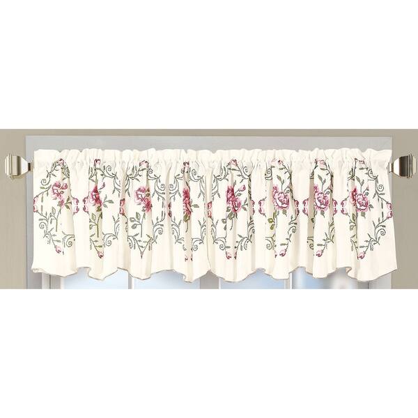 Serenta Embroidered Rose Valance - Bed Bath & Beyond - 11781972