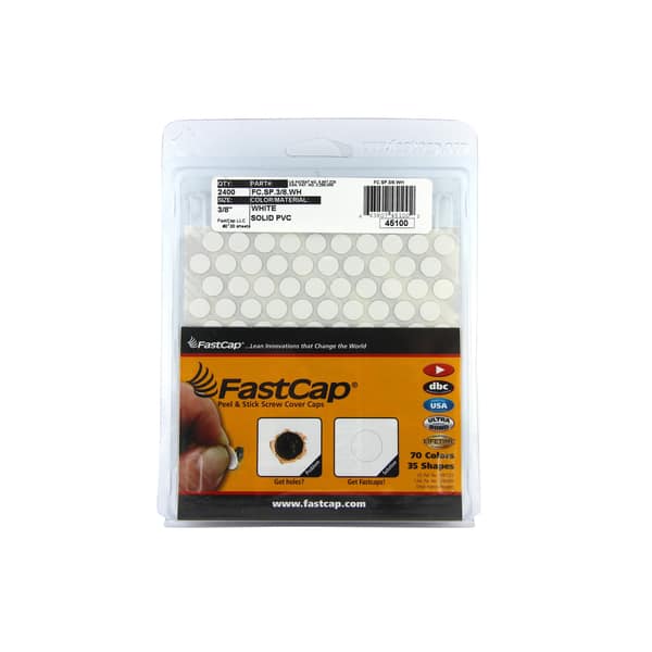 FastCap White 3/8-inch Self Adhesive Screw Cap Covers (Box of 2,400 ...