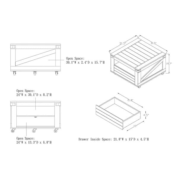 Kala Industrial 32-inch 1-Shelf Coffee Table by Furniture of America ...